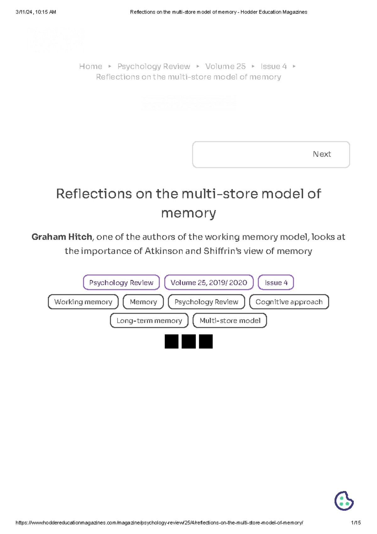 Multistore Model Of Memory Studying Psychs