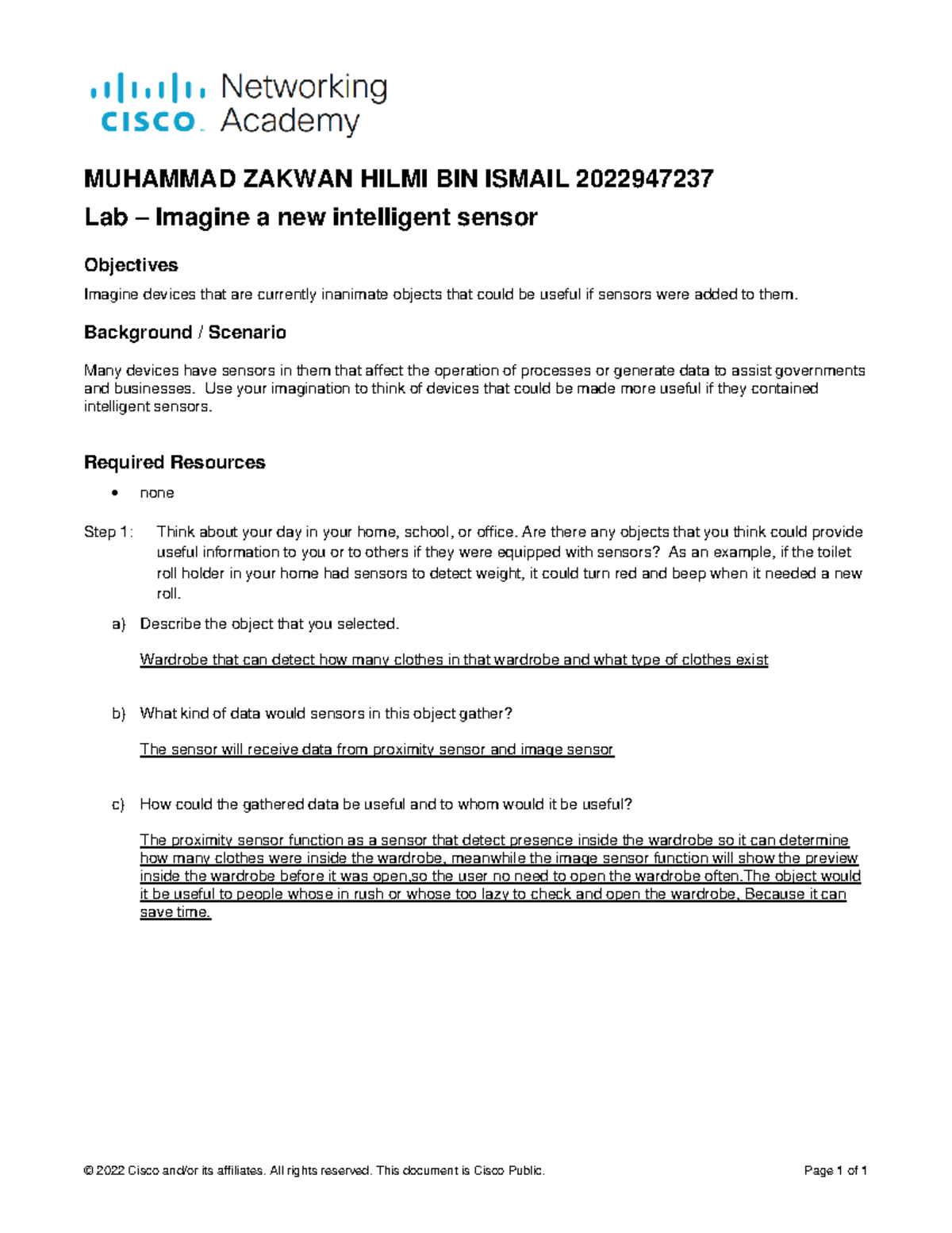 Zakwan 1.2.1.2 Lab - Imagine a New Intelligent Sensor - © 2022 Cisco ...