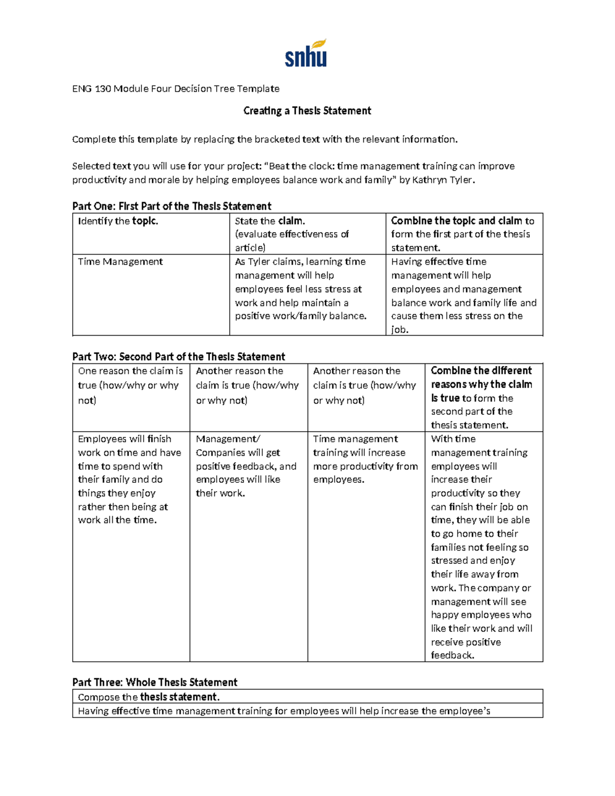 ENG 130 Mod Four Decision Tree - ENG-130 - SNHU - Studocu