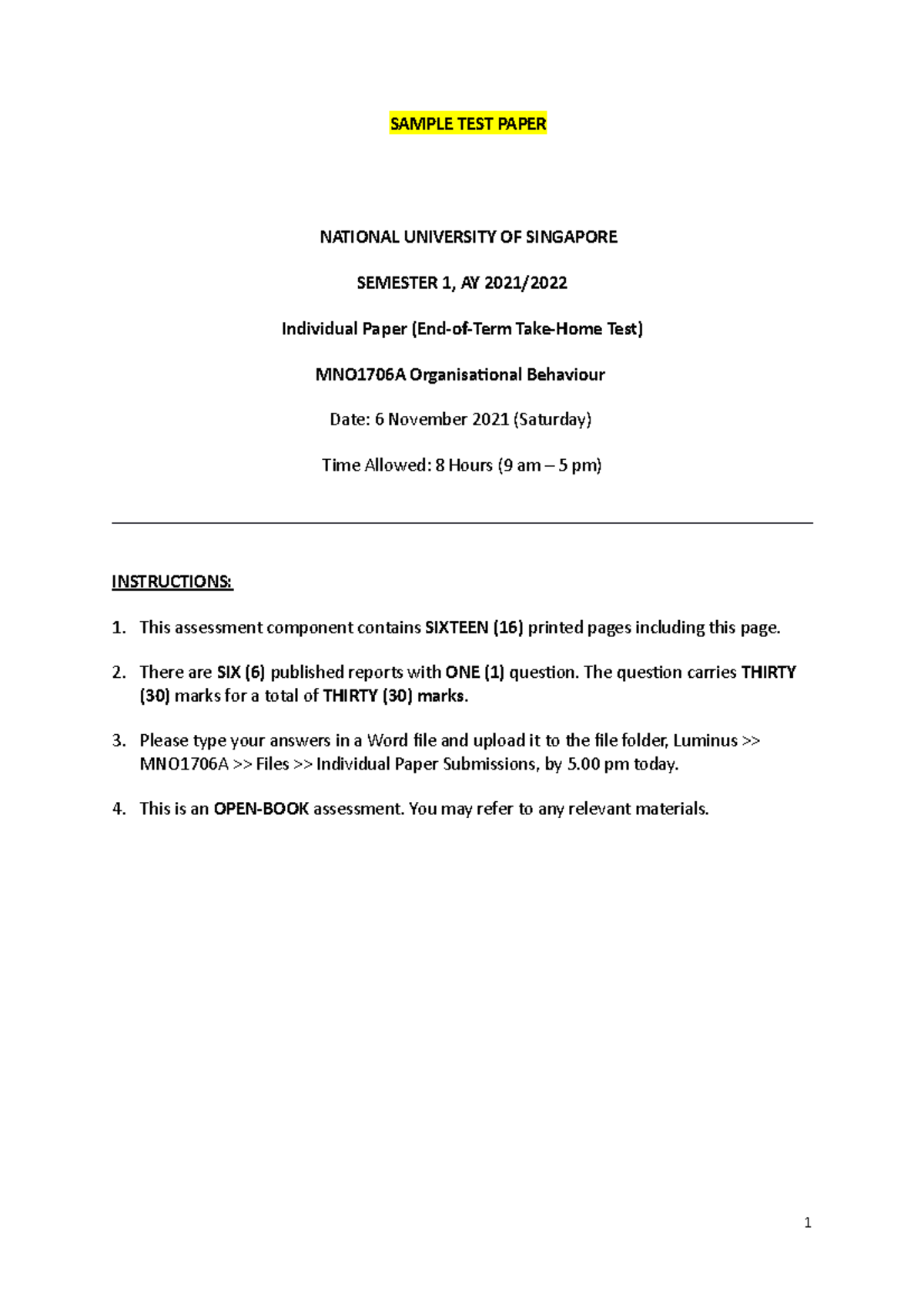 MNO1706E OB Sample Test Paper - SAMPLE TEST PAPER NATIONAL UNIVERSITY ...