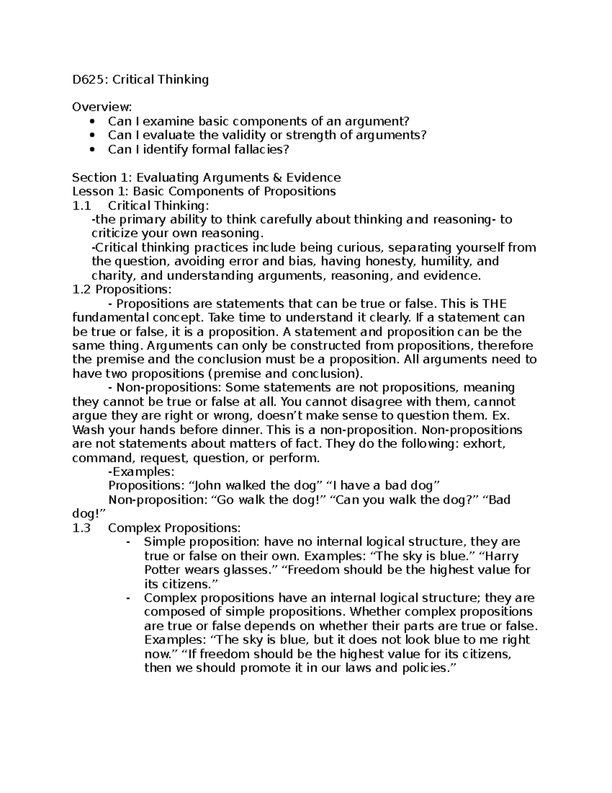 D625 critical thinking notes - D625: Critical Thinking Overview: Can I ...