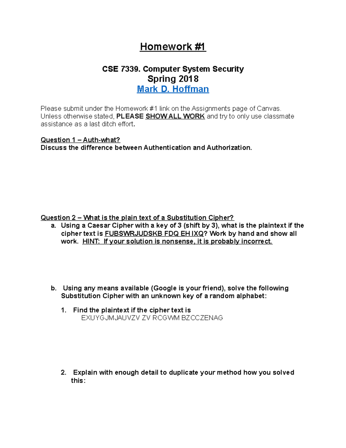 Cse7339 Homework 1 This Is Home Work 1 For Computer System Security Homework Cse 7339