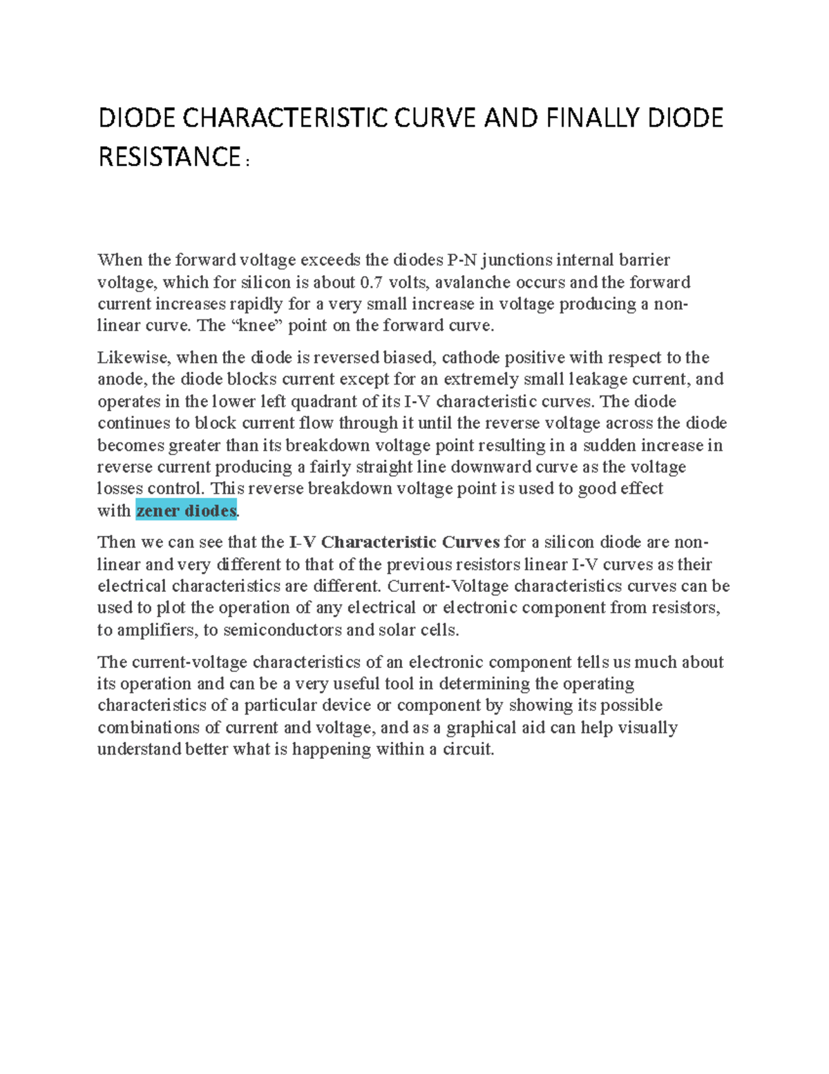 Diode Characteristic Curve AND Finally Diode Resistance - DIODE CHARACTERISTIC CURVE AND FINALLY ...