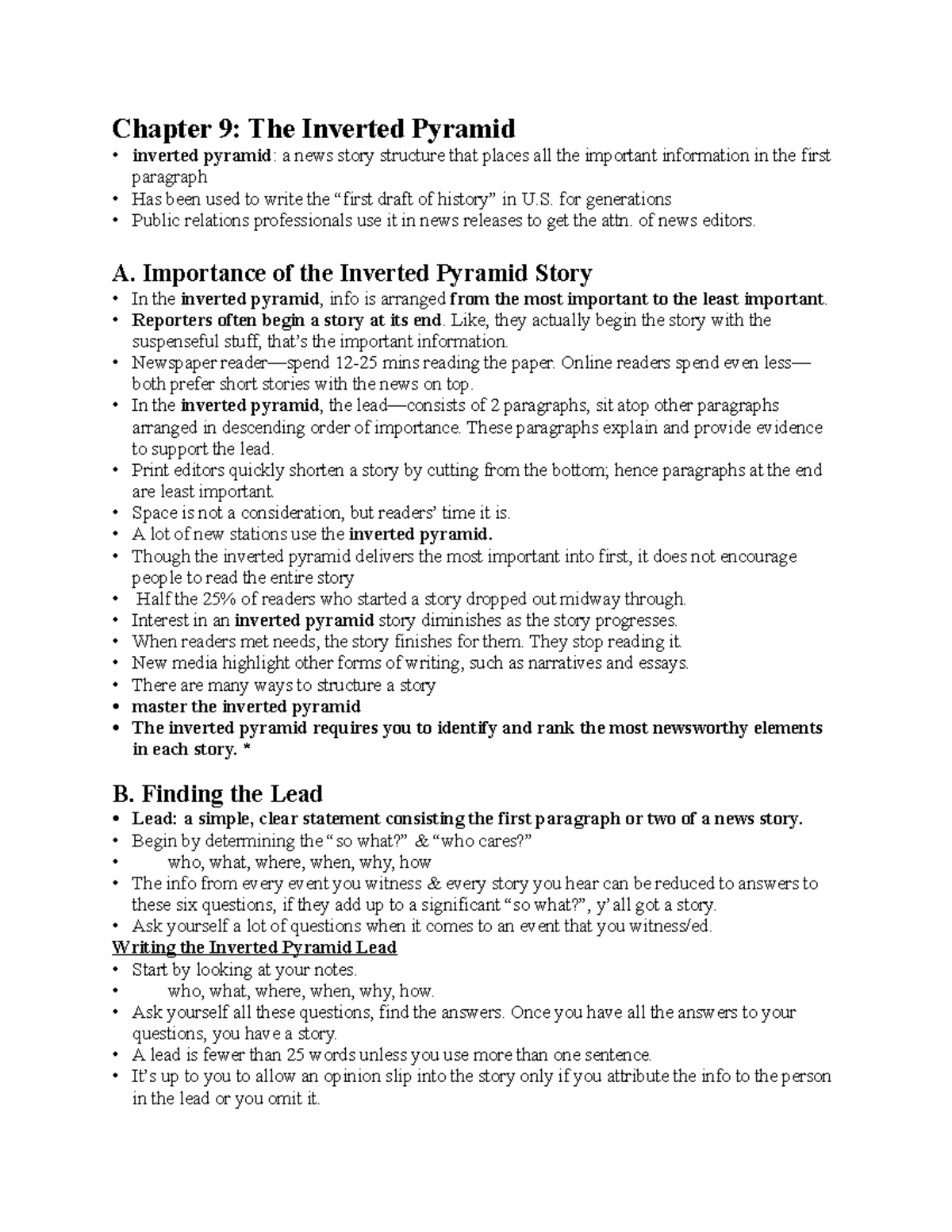 Chapter 9-inverted pyramid - Chapter 9: The Inverted Pyramid inverted ...