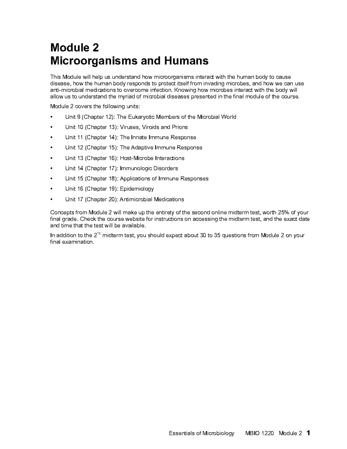 Module 2 - Essentials of Microbiology MBIO 1220 Module 2 1 Module 2 ...