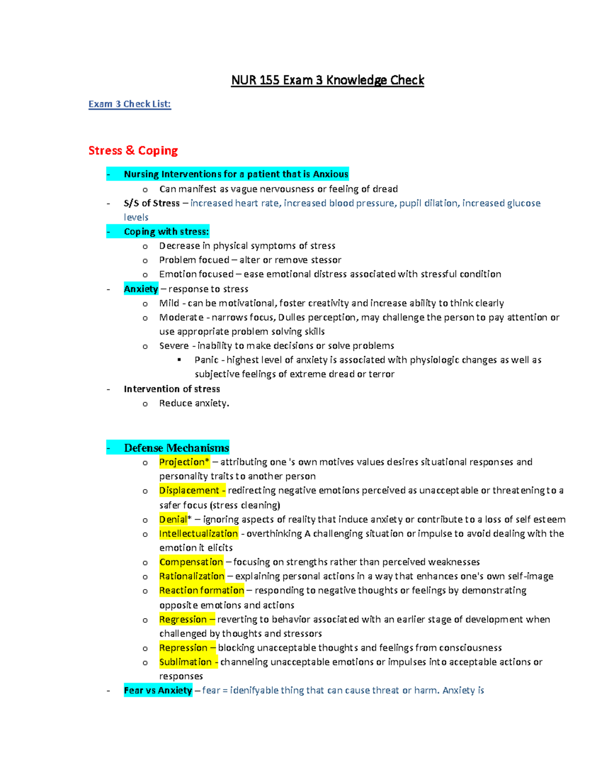 NUR 155 Exam 3 Knowledge Check - NUR 155 Exam 3 Knowledge Check Exam 3 ...