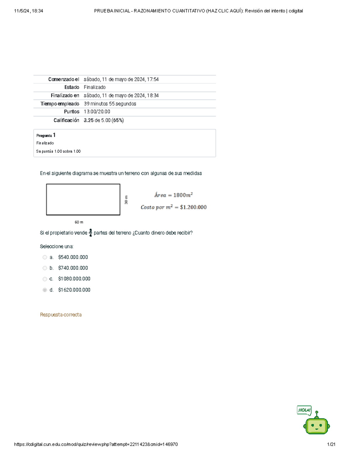 Prueba Inicial - Razonamiento Cuantitativo (HAZ CLIC AQUÍ) Revisión del ...