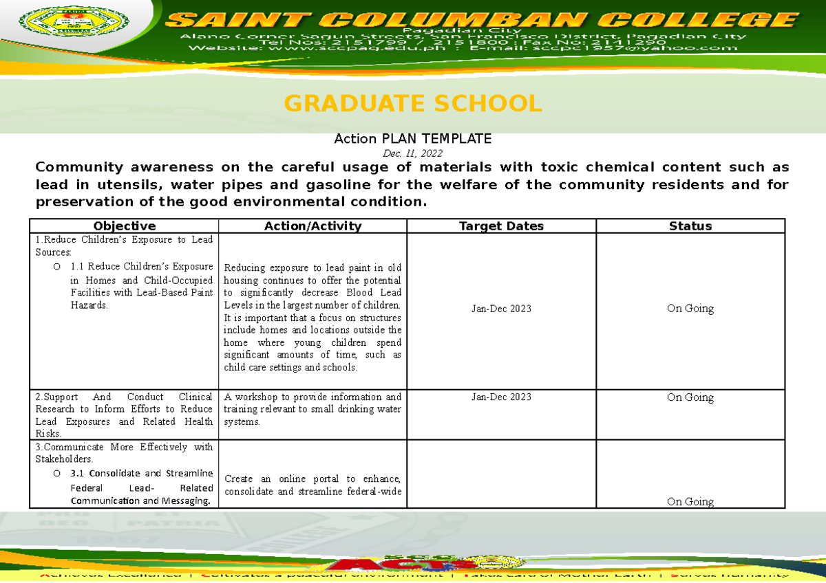 CLO - a research to understanding CLO. - GRADUATE SCHOOL Action PLAN ...