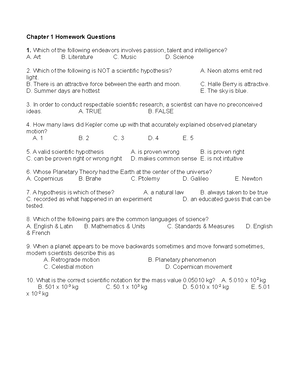 Chapter 7 Homework Questions - Chapter 7 Homework Questions The ...