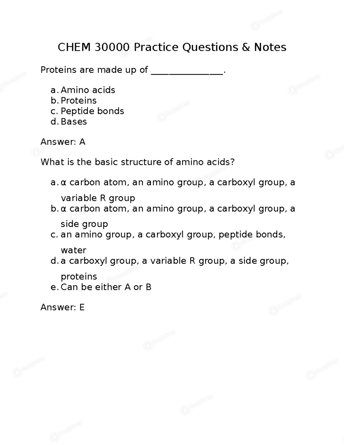 Multiple Practice Questions - CHEM 30000 Practice Questions & Notes ...