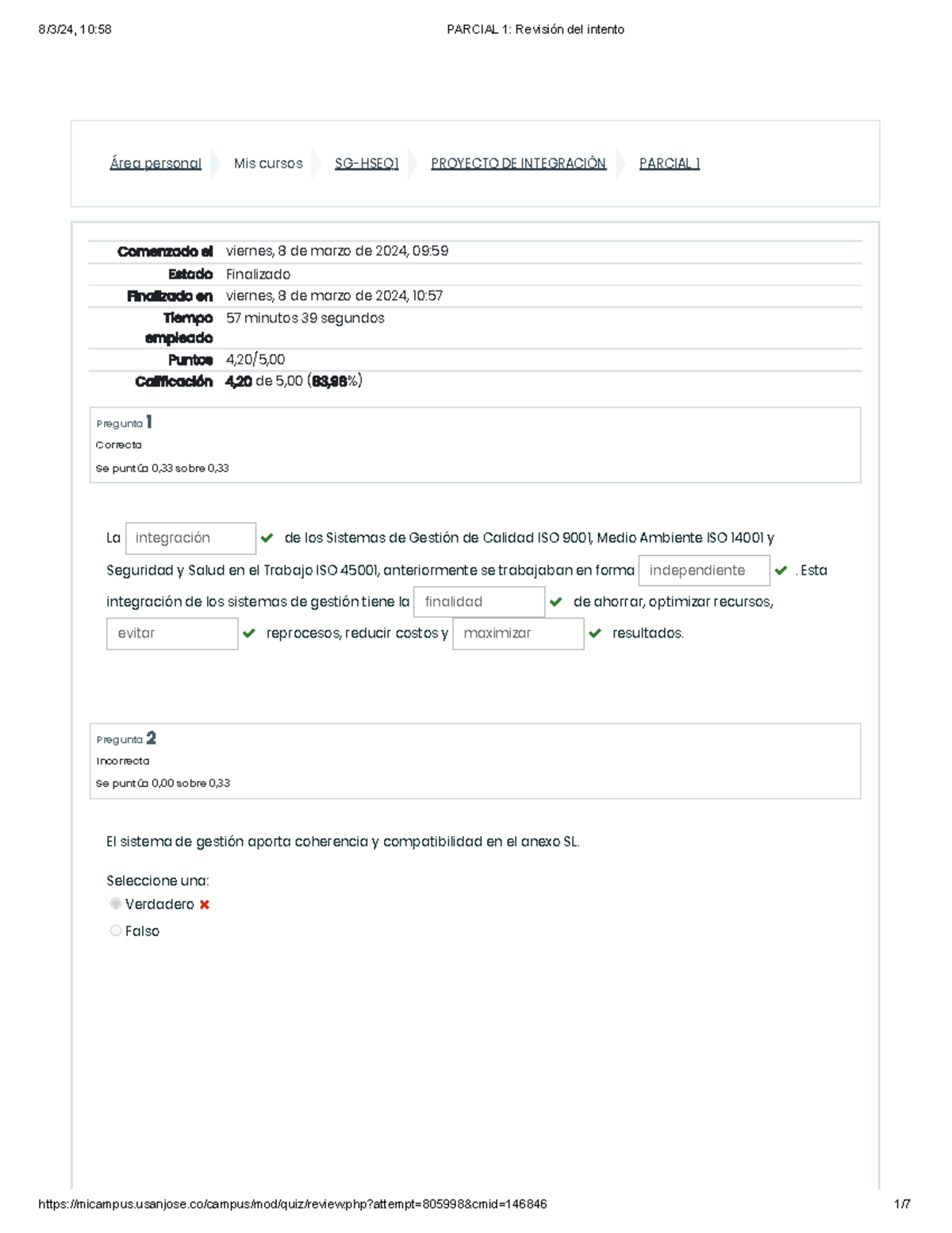 Parcial 1 Hseq área Personal Mis Cursos Sg Hseq1 Proyecto De