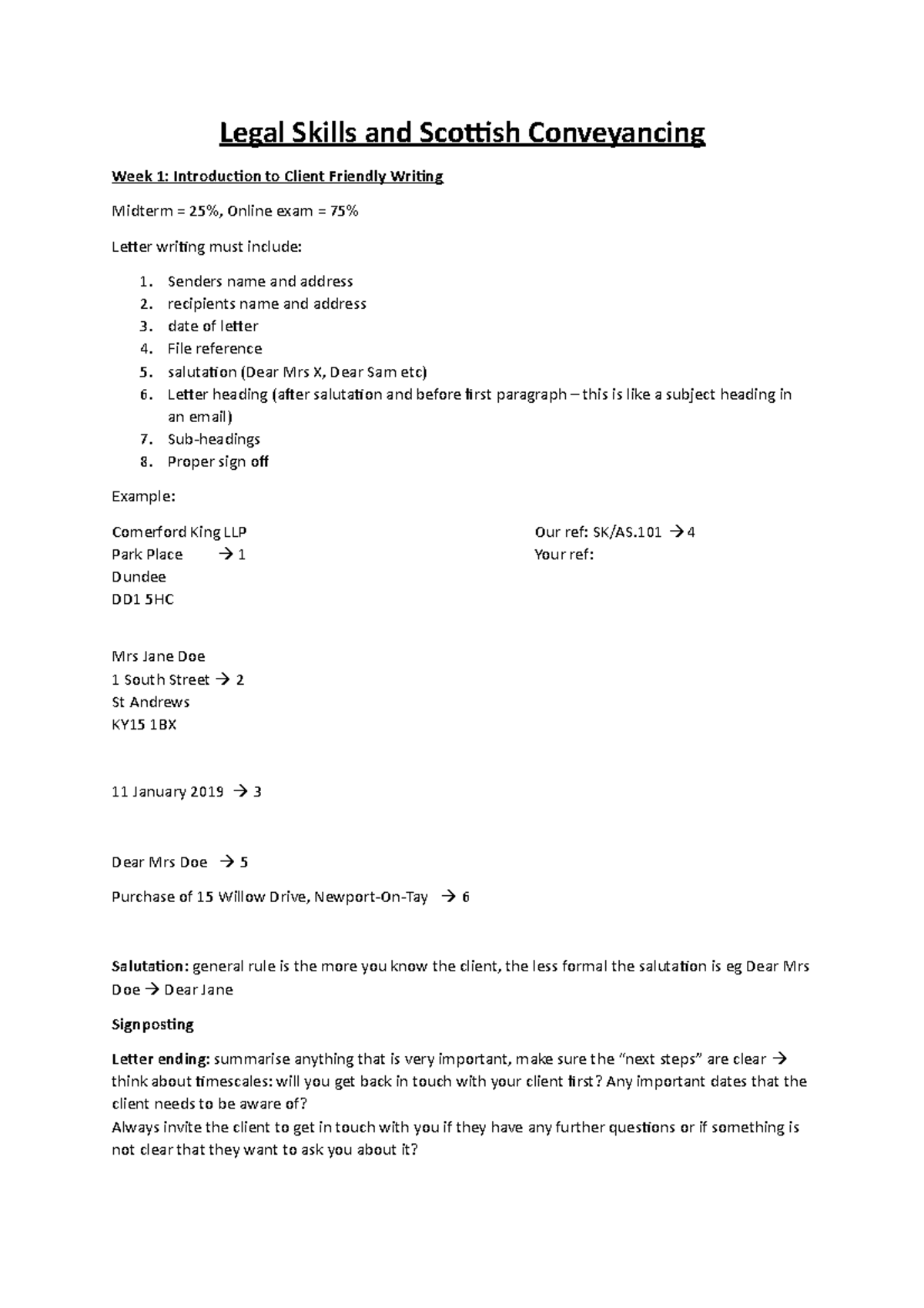 Legal Skills Notes - Legal Skills and Scottish Conveyancing Week 1 ...