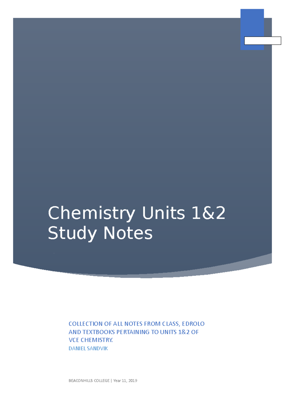 Complete chemistry Unit 1&2 Study Notes (comp) - Chemistry Units 1 ...