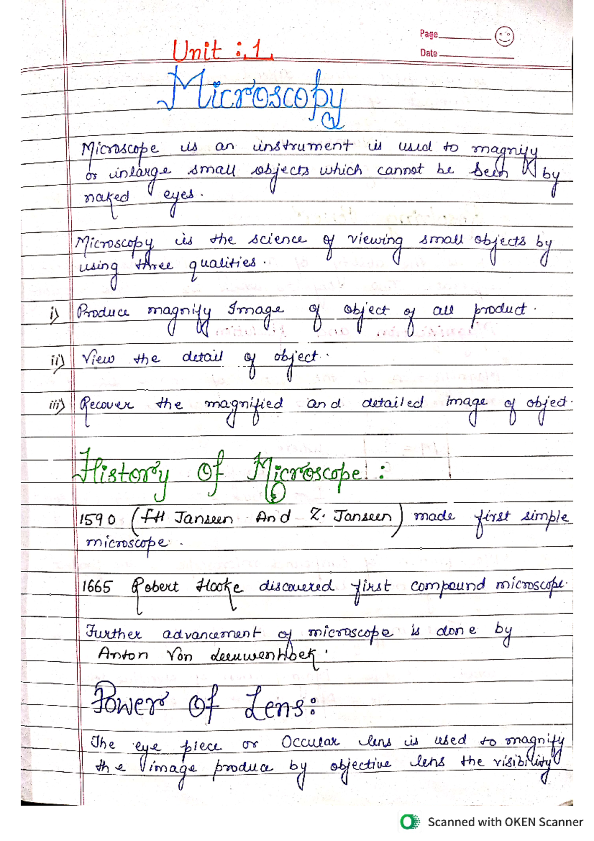 Unit-1 Microscopy - THIS NOTES CAN BE USEFUL FOR BIOTECHNOLOGY STUDENTS ...