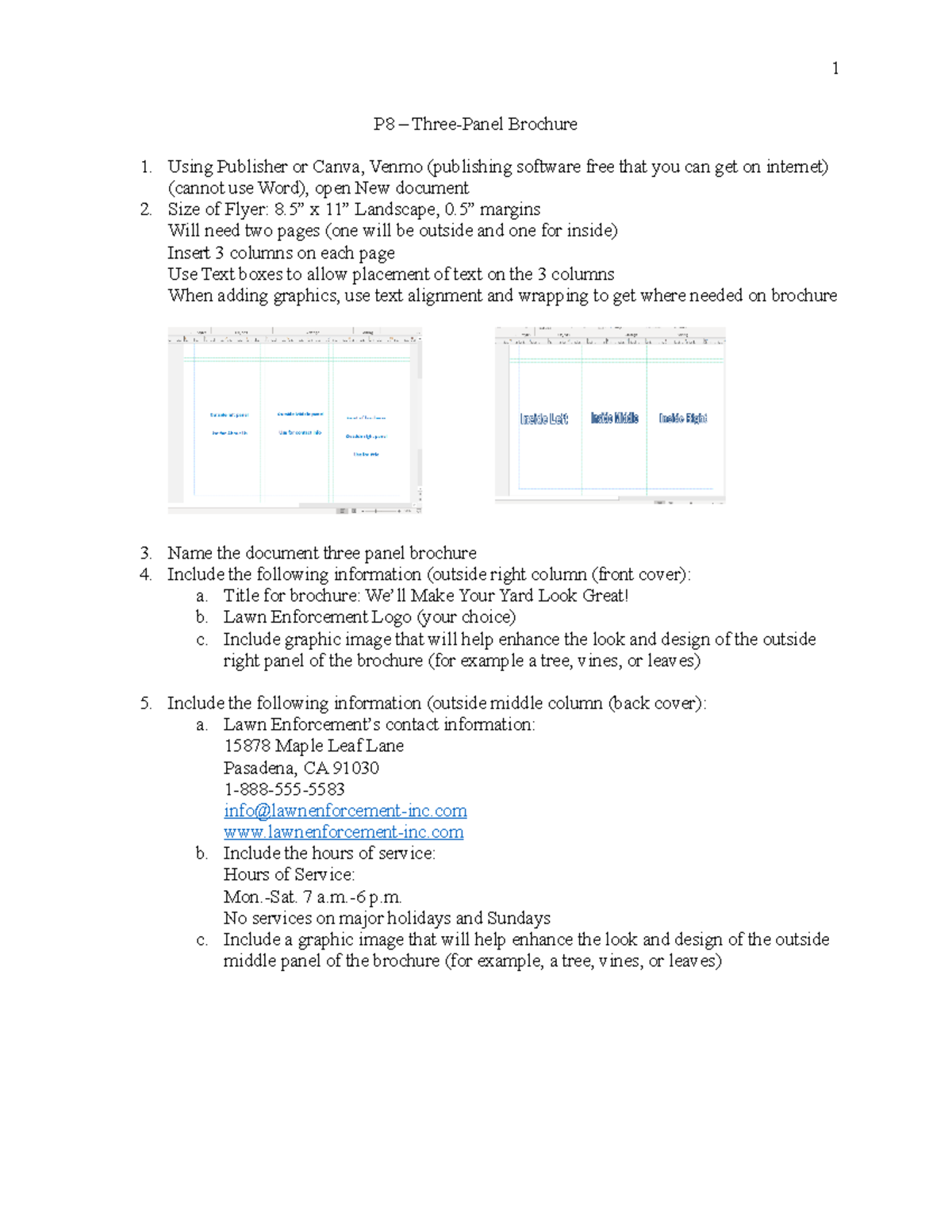 Three Panel Brochure - practice - 1 P8 – Three-Panel Brochure Using ...
