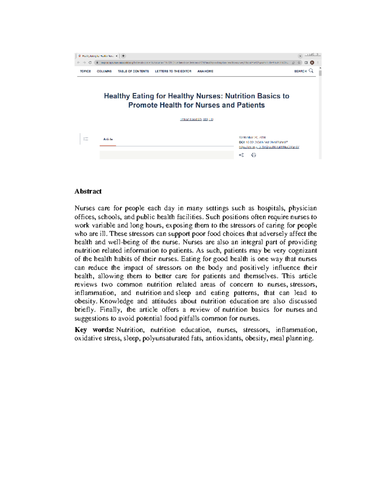 Abstract - none - Abstract Nurses care for people each day in many ...