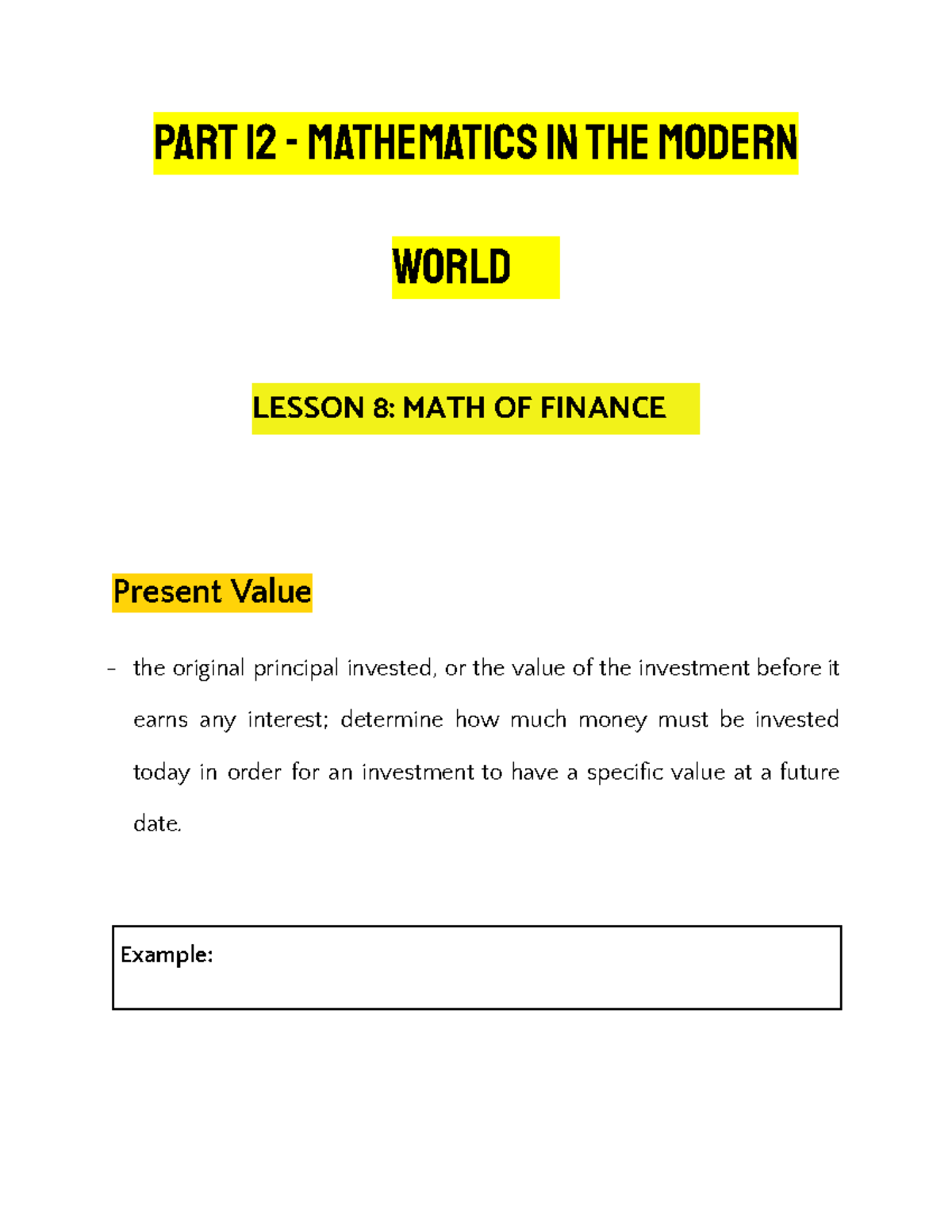 PART 12 - Mathematics IN THE Modern World - PART 12 - MATHEMATICS IN ...