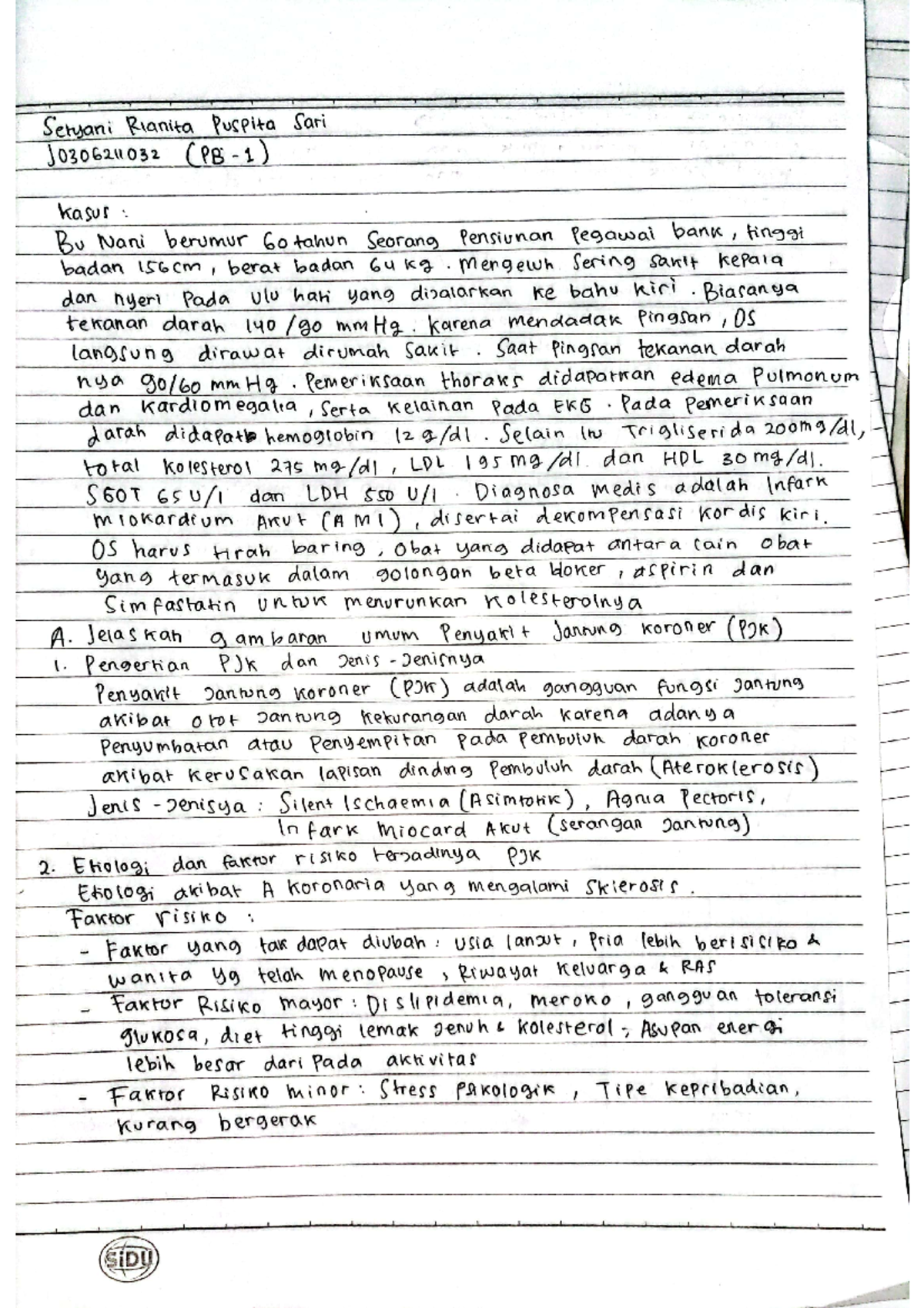 notes and lecture assignments Anemia related to coronary heart disease ...