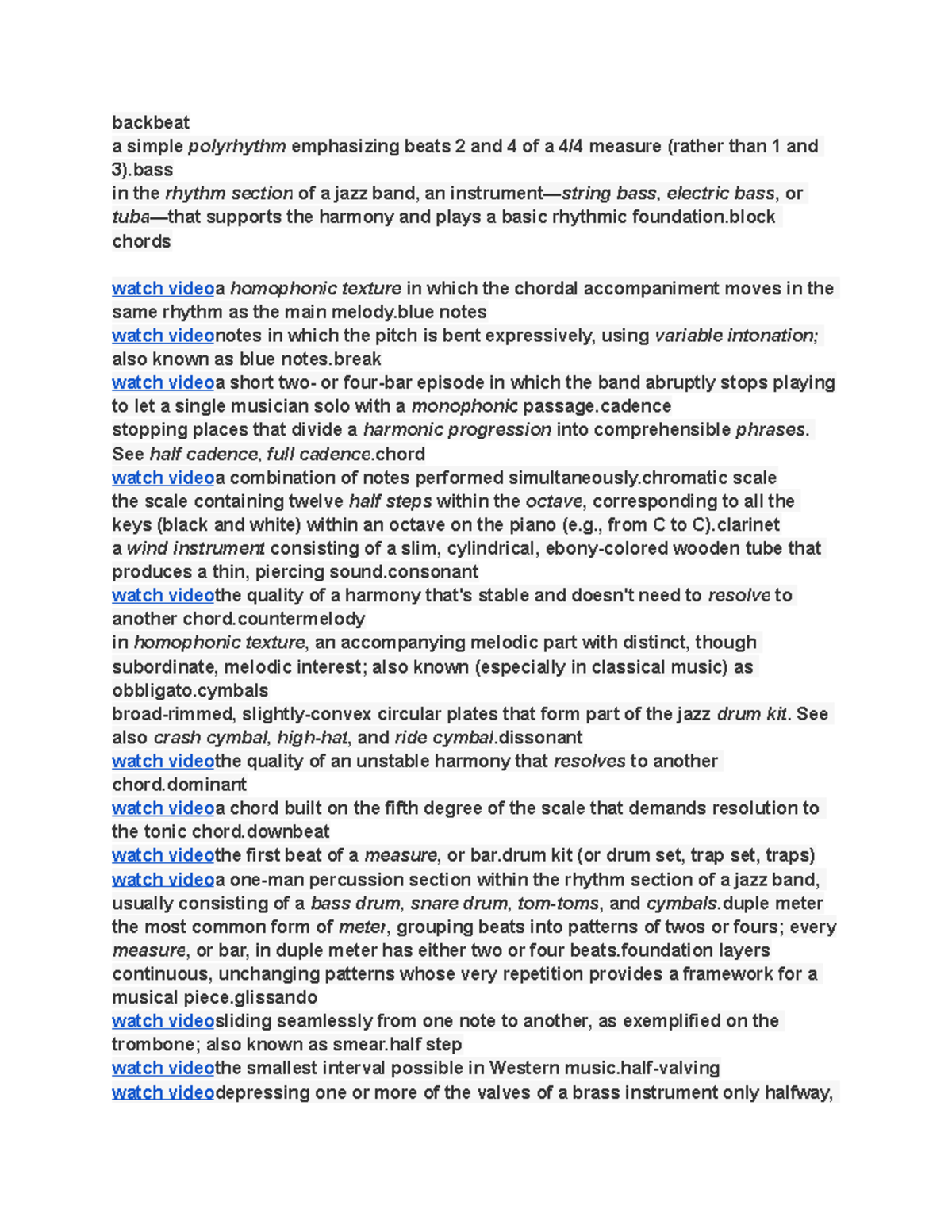 Jazz ch 1 vocab - Lecture notes 1 , 6 - backbeat a simple polyrhythm ...