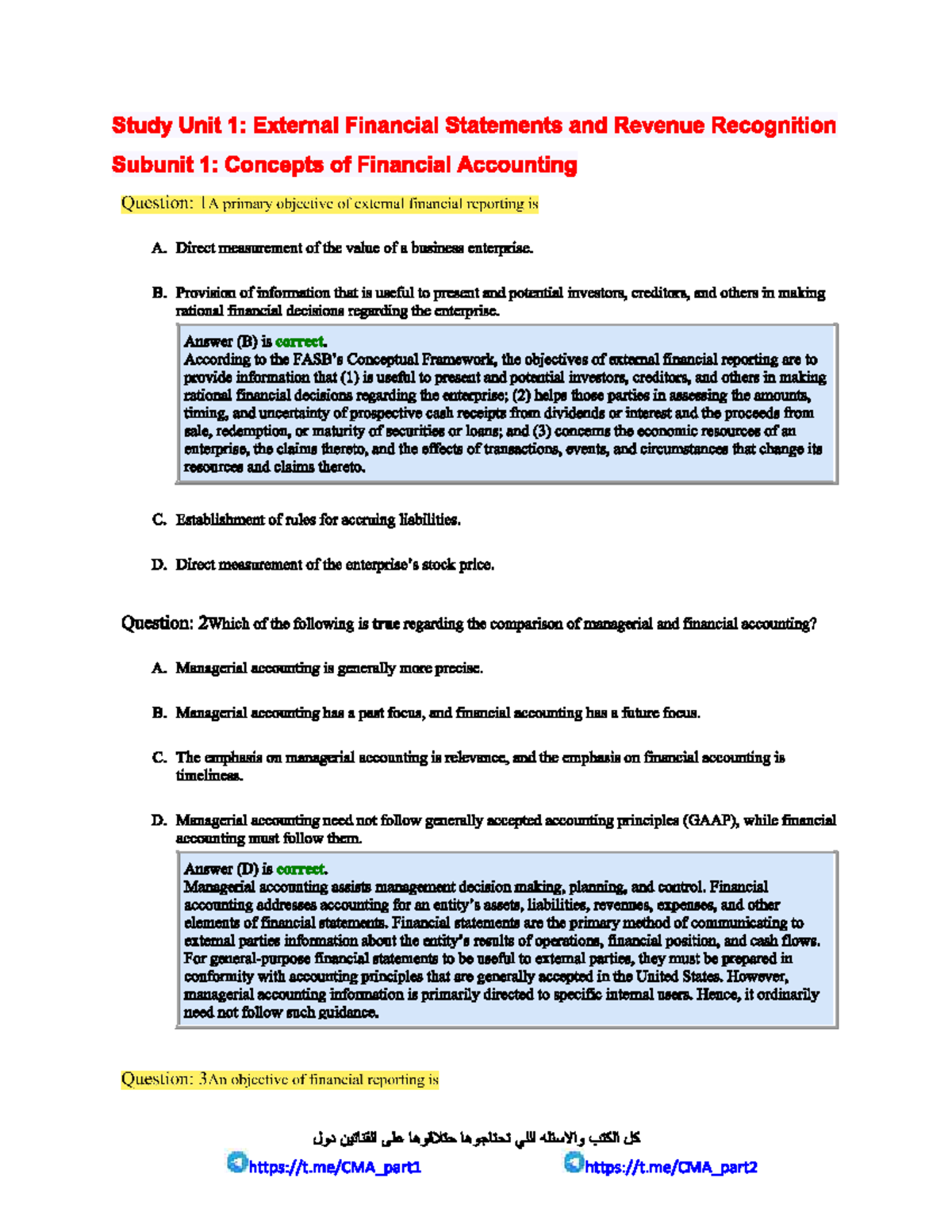 Financial Statements Testbanks - Study Unit 1: External Financial ...