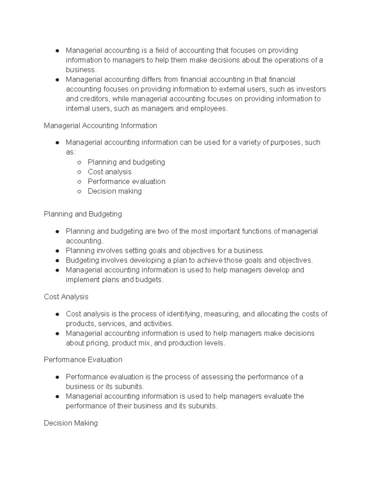Lecture 8 Managerial Accounting - Managerial accounting is a field of ...