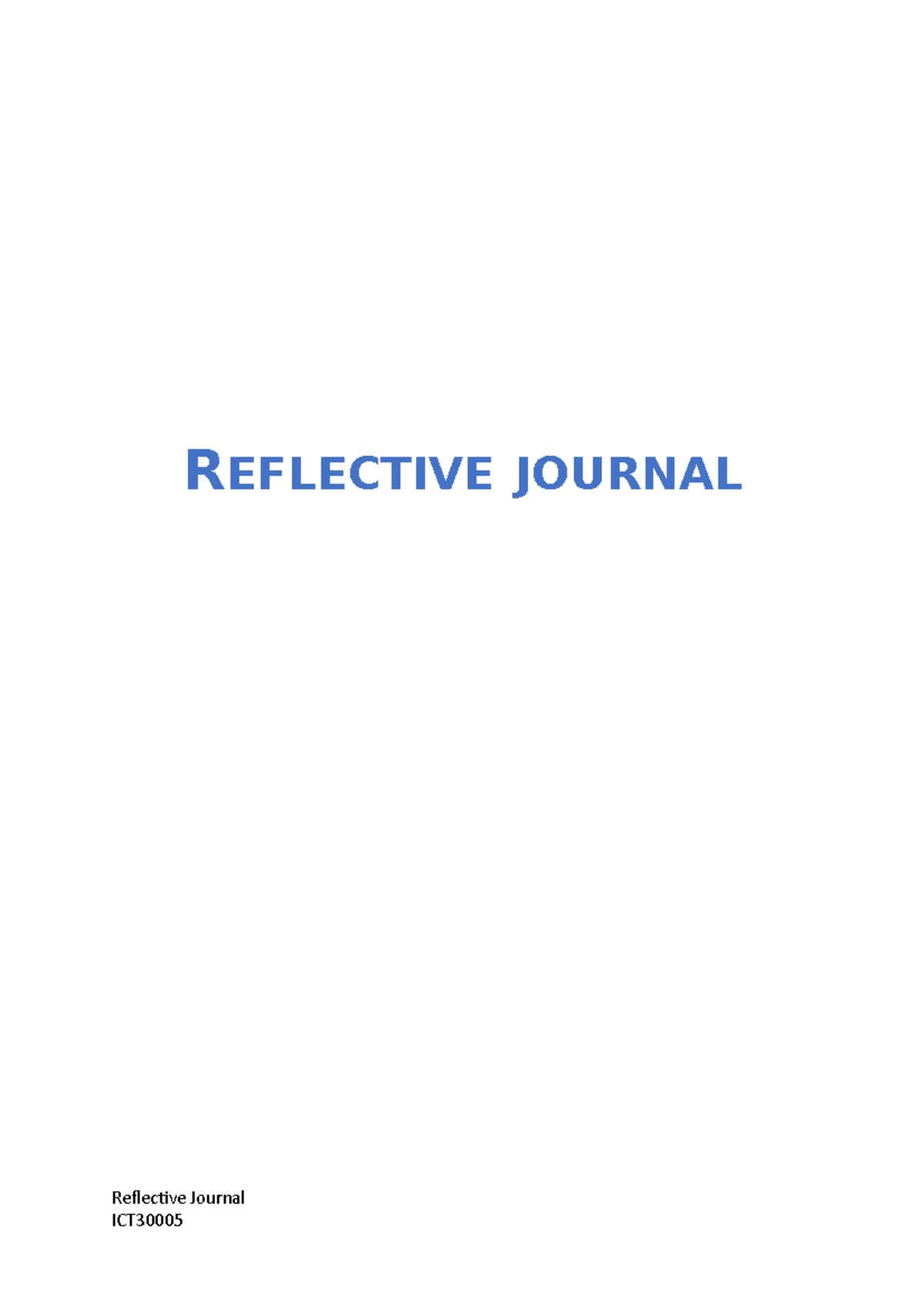 Reflective journal Assignment 4 - REFLECTIVE JOURNAL Reflective Journal ...