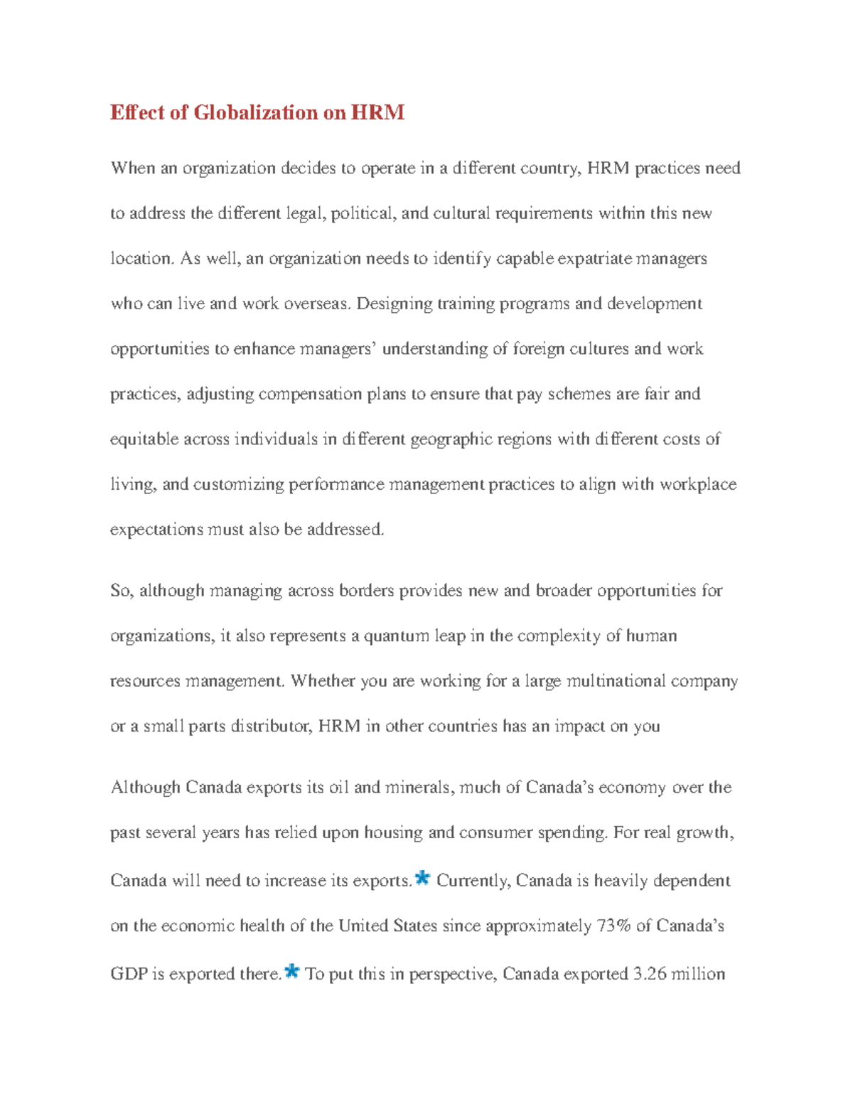 Effect of Globalization on HRM - As well, an organization needs to ...