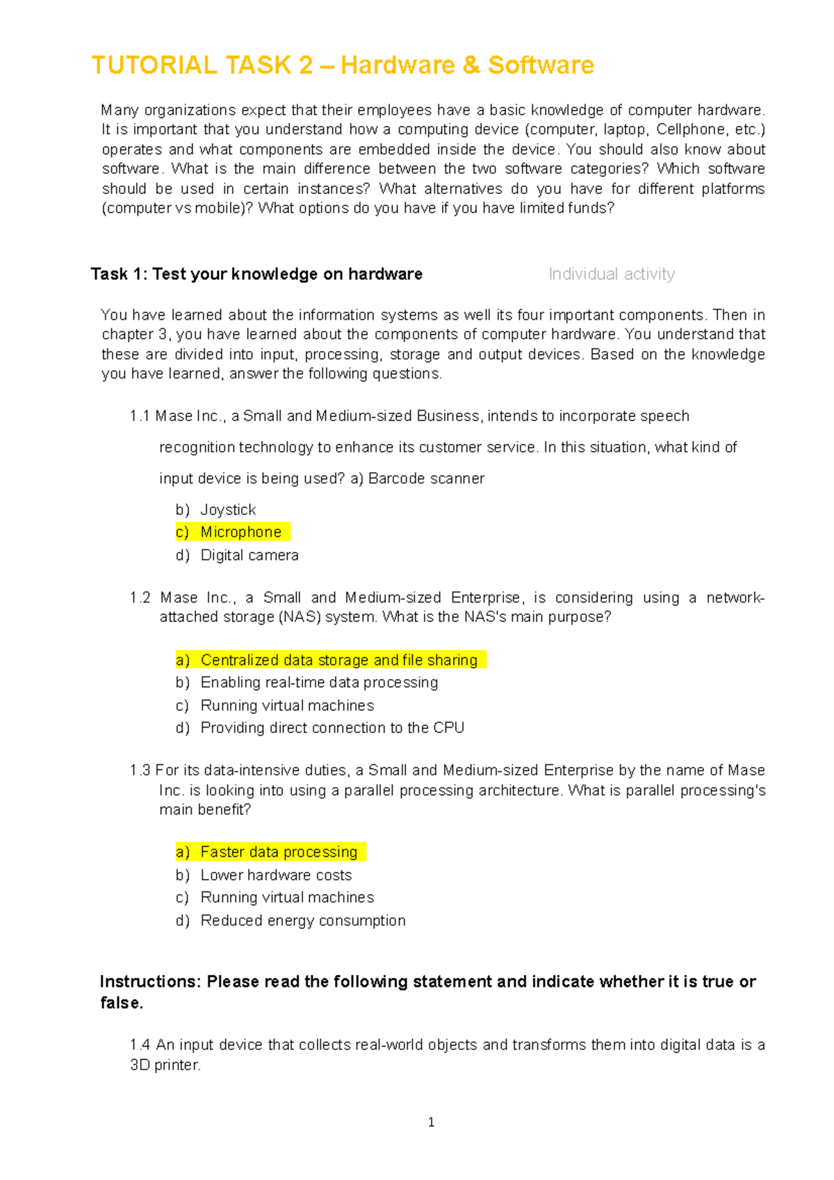 Tutorial 2 Hardware Software Student version Ch2-3-2023 IFS 132 copy - TUTORIAL TASK 2 ...