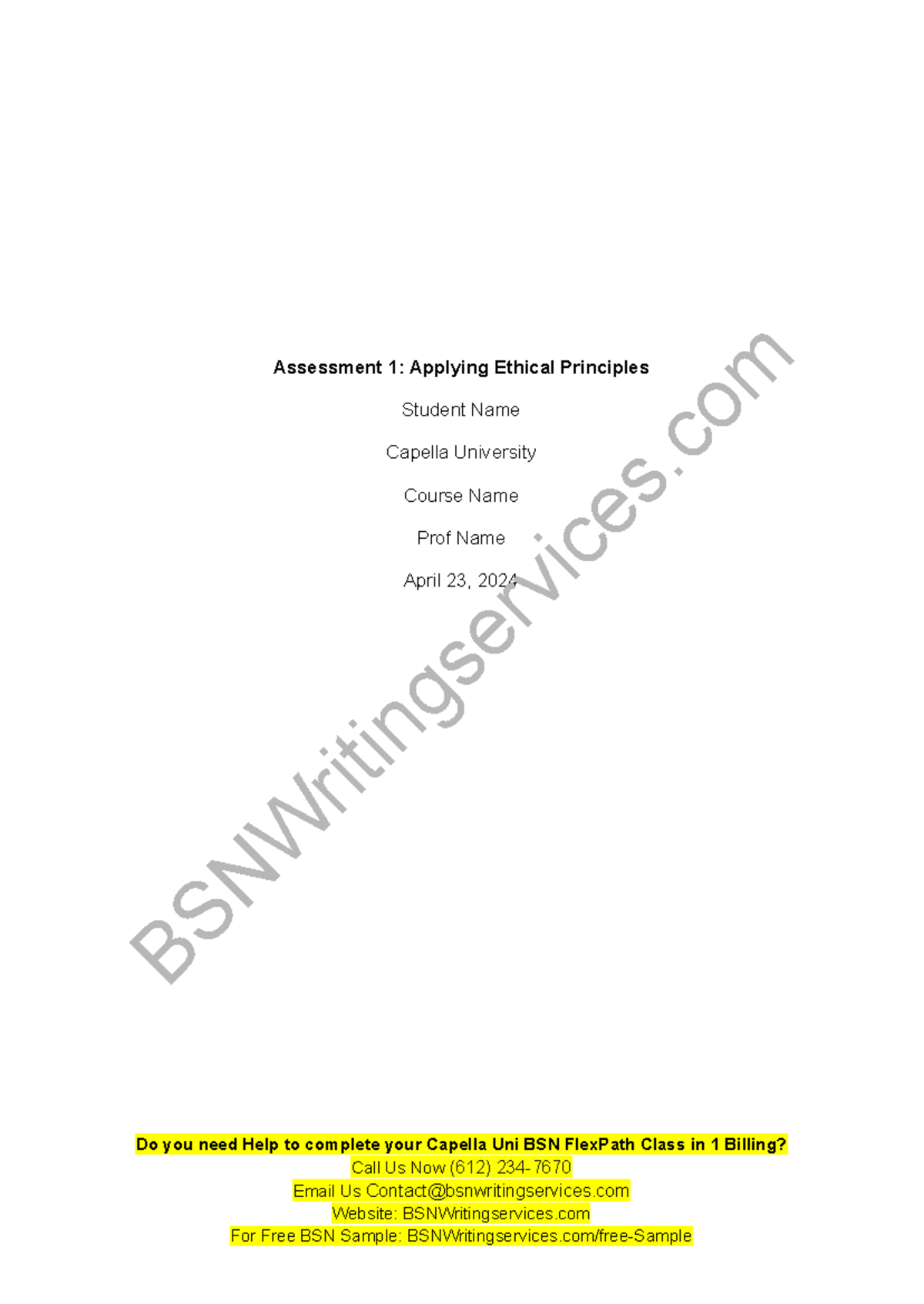 Nhs fpx 4000 assessment 1 applying ethical principles - Assessment 1 ...