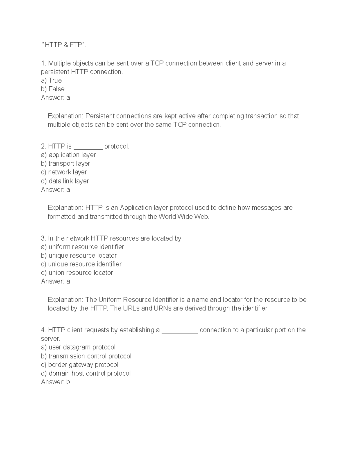 Computer Network (19) - “HTTP & FTP”. Multiple objects can be sent over a TCP connection between ...
