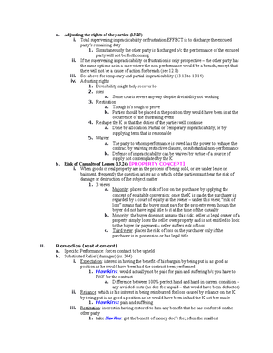 Contract Law Outline - 2 - MUST ALL OF THE CONSIDERATION BE VALID? Rule ...