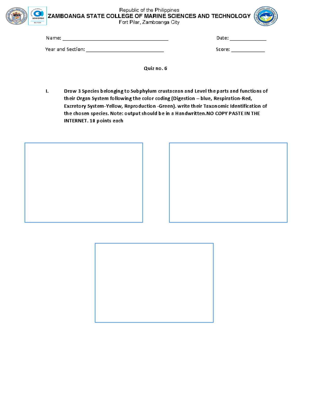 Marine-Invertebrates-Q-6 - Name ...