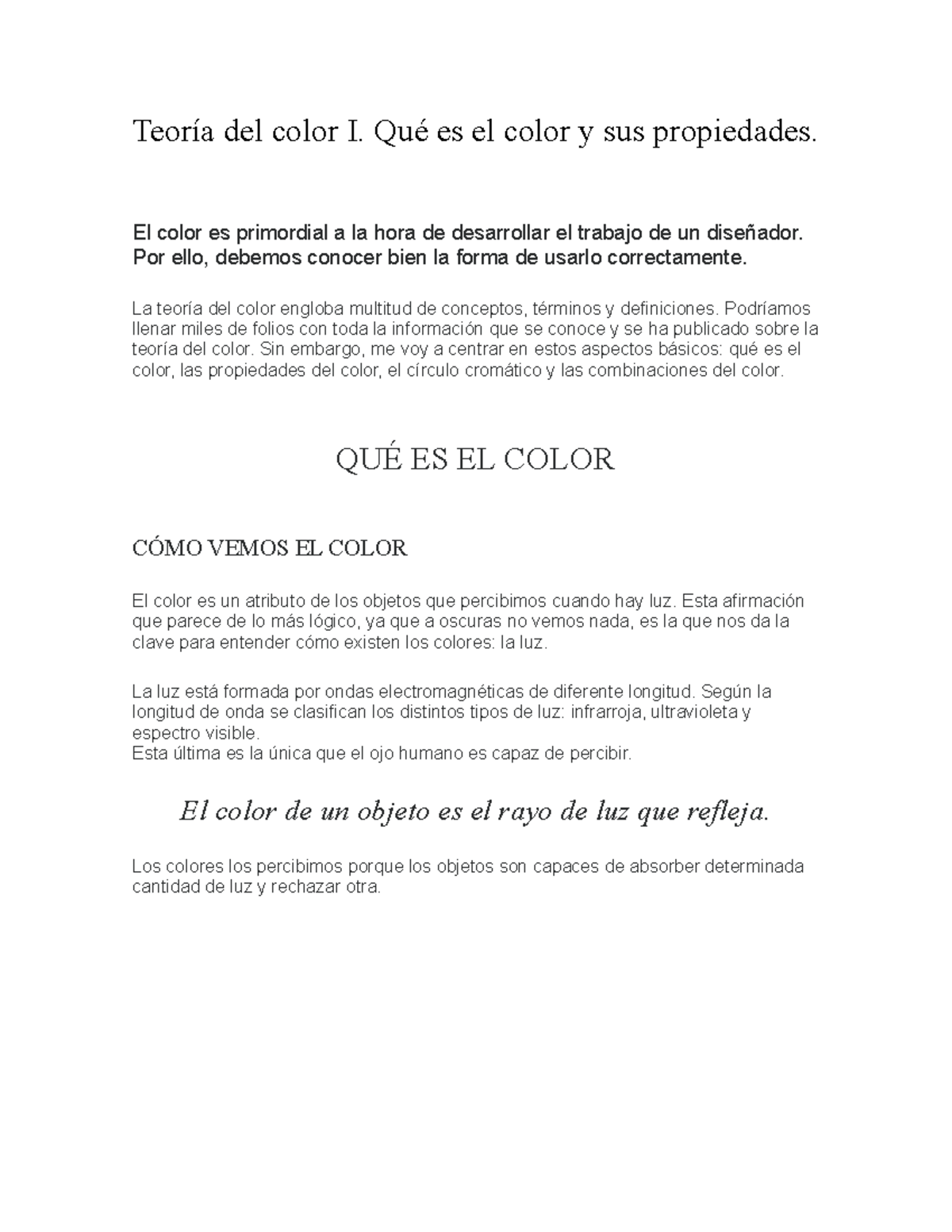 5Teoría del color I - Qué es el color y sus propiedades. El color es ...