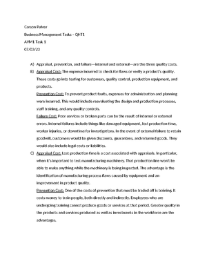 AVM1 Task 1 WGU - Task: AVM1 Task 1 There are several costs associated ...