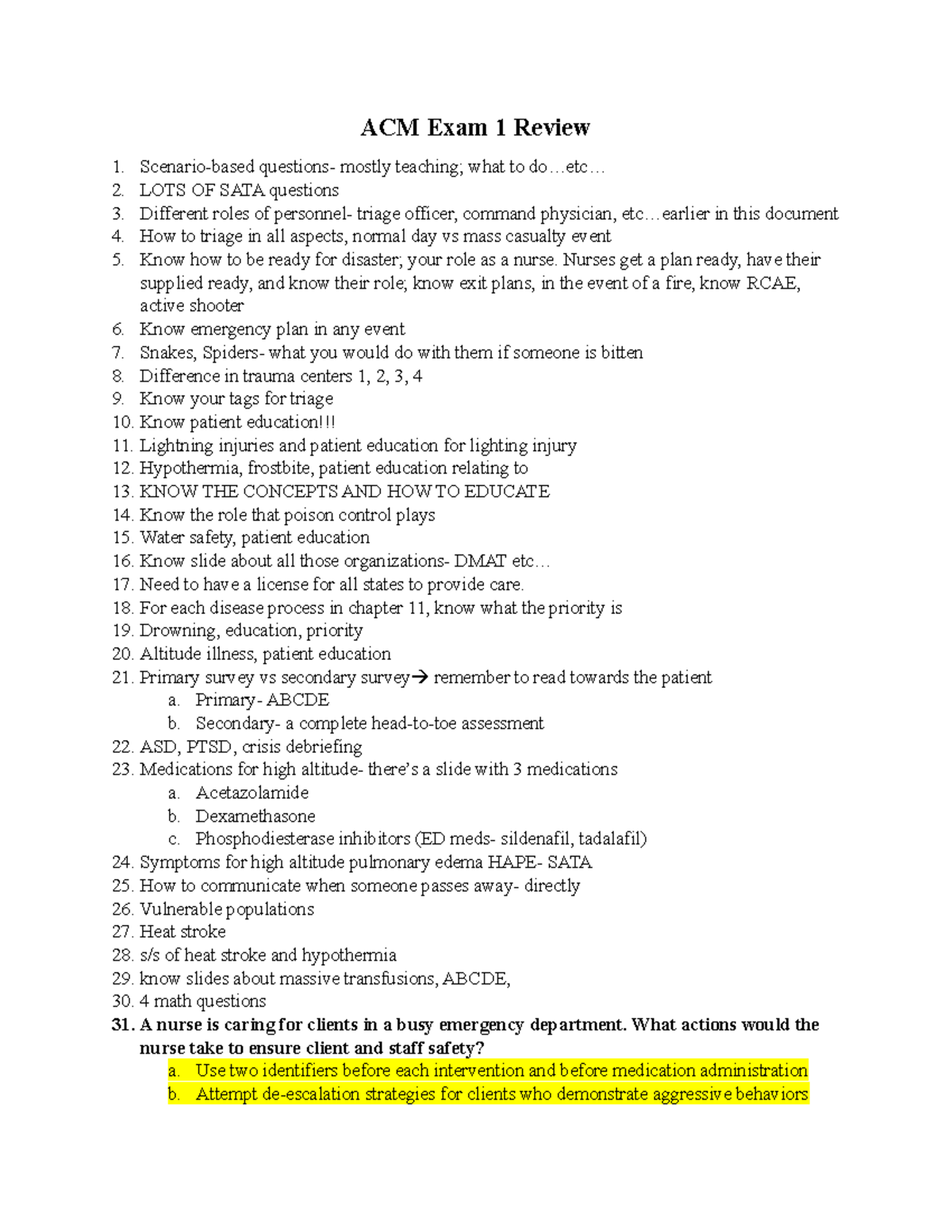 ACM Exam 1 Review - 1- 4th semester post tests - ACM Exam 1 Review ...