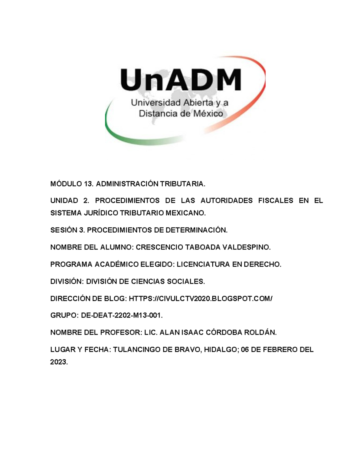 M13 U2 S3 CRTV - MÓDULO 13. ADMINISTRACIÓN TRIBUTARIA. UNIDAD 2 ...
