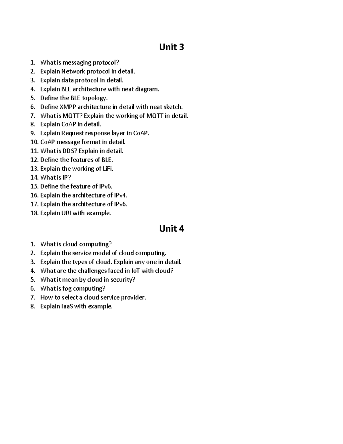 Assignment 2 Io T - Unit 3 1. What is messaging protocol? 2. Explain Network protocol in detail ...