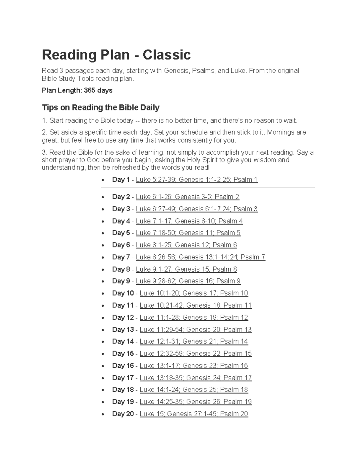 Bible Reading Plan Classic - Reading Plan - Classic Read 3 passages ...