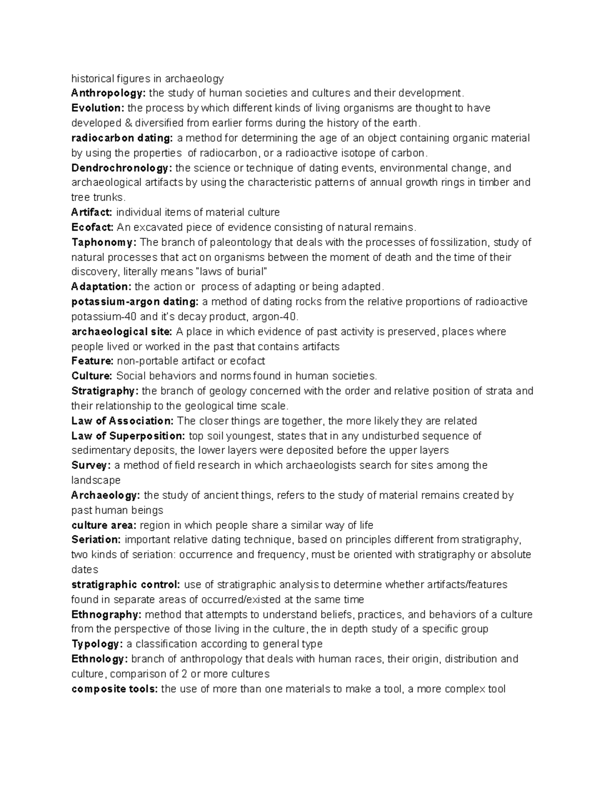 Anth study guide Exam 1 - historical figures in archaeology ...