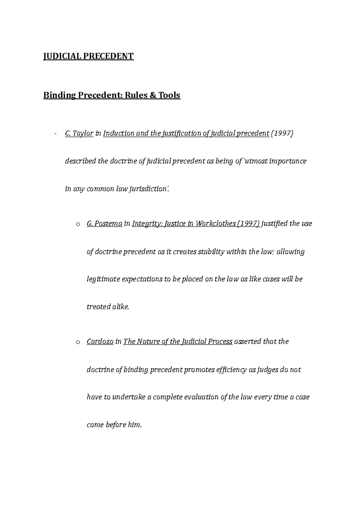 Judicial Precedent - JUDICIAL PRECEDENT Binding Precedent: Rules Tools ...