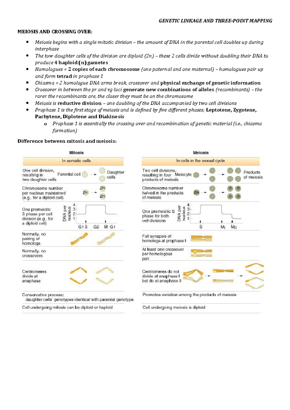 Genetic linkage and three point mapping - GENETIC LINKAGE AND THREE-POINT MAPPING MEIOSIS AND ...