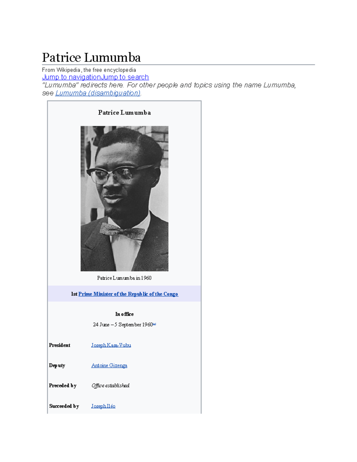 Patrice Lumumba - IT MONUMENTAL ALOVELY TO READ AND HIGHLY INFORMATIVE - Patrice Lumumba From ...