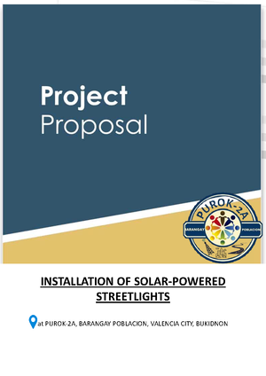 Project Proposal Installation OF solar powered street lights - PROJECT ...