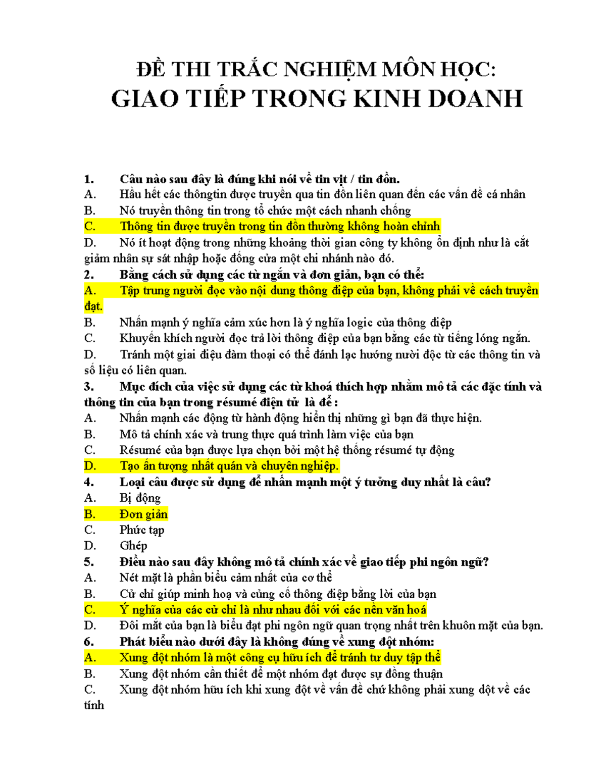 [123doc] - 70-cau-hoi-trac-nghiem-giao-tiep-trong-kinh-doanh-co-dap-an - ĐỀ THI TRẮC NGHIỆM MÔN ...