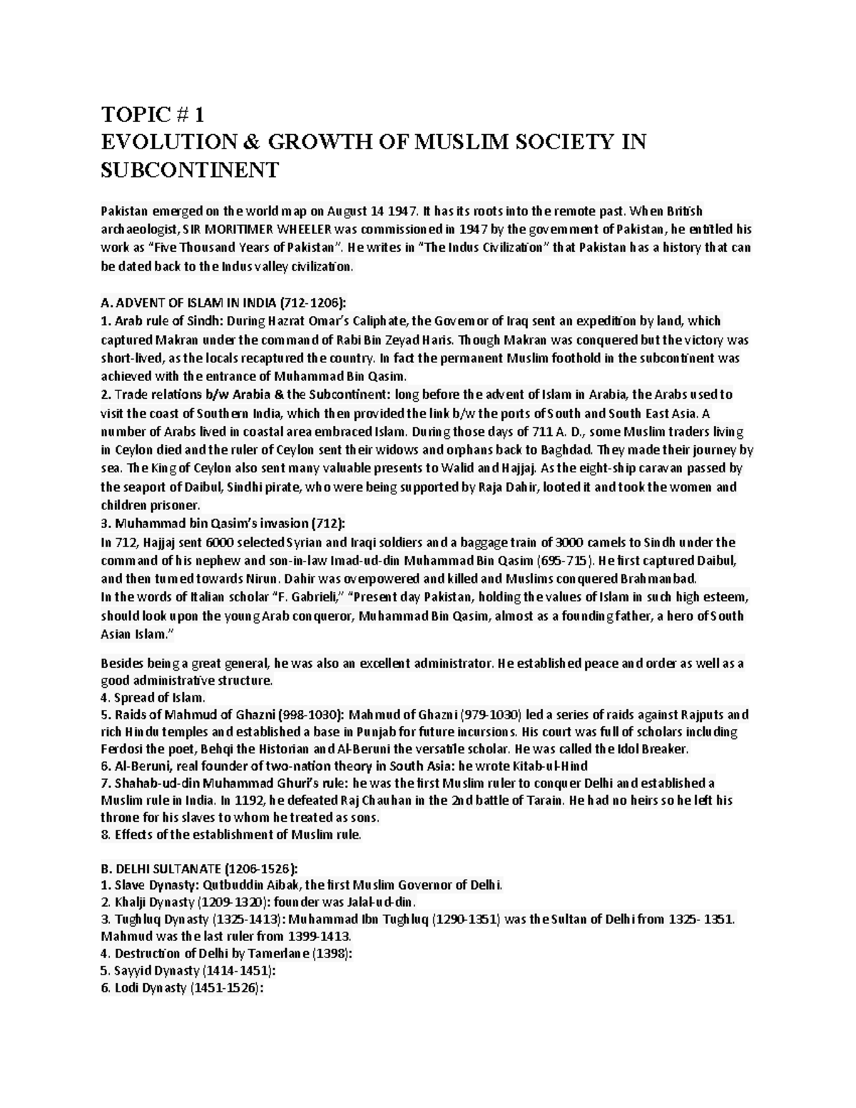 Scribdcontinent - TOPIC # 1 EVOLUTION & GROWTH OF MUSLIM SOCIETY IN ...