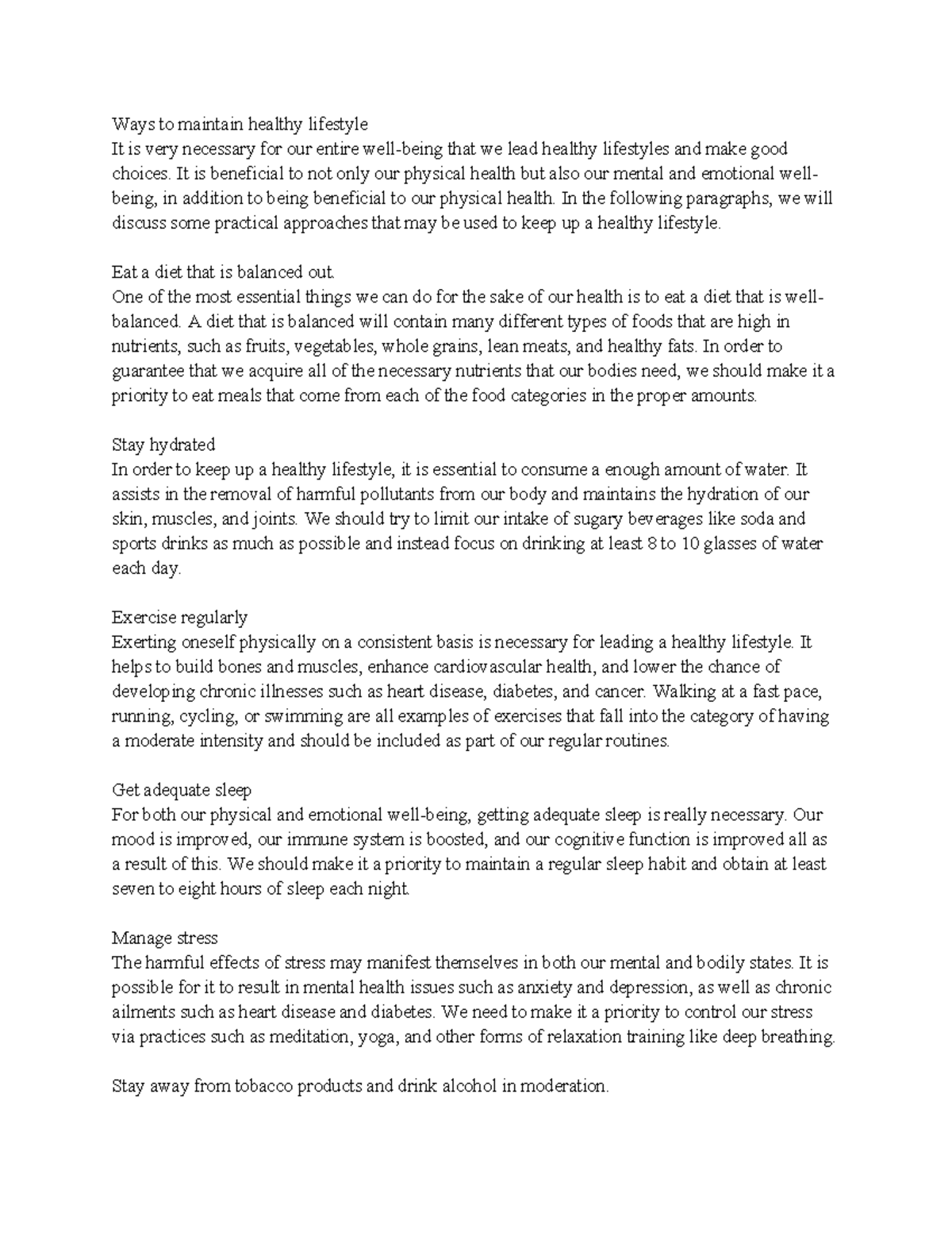 Ways to maintain healthy lifestyle - It is beneficial to not only our ...