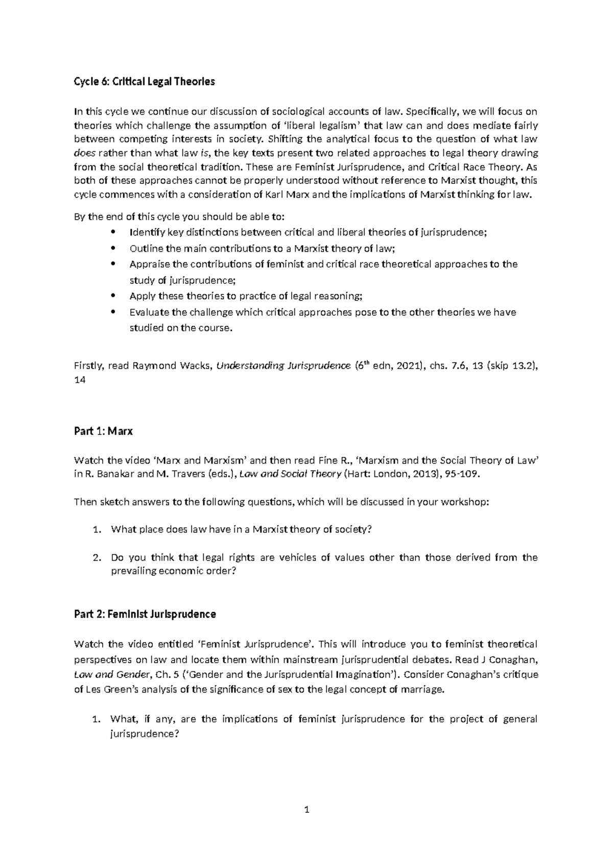 LC6 Juris 23-24 Critical legal theories-2 - Cycle 6: Critical Legal ...