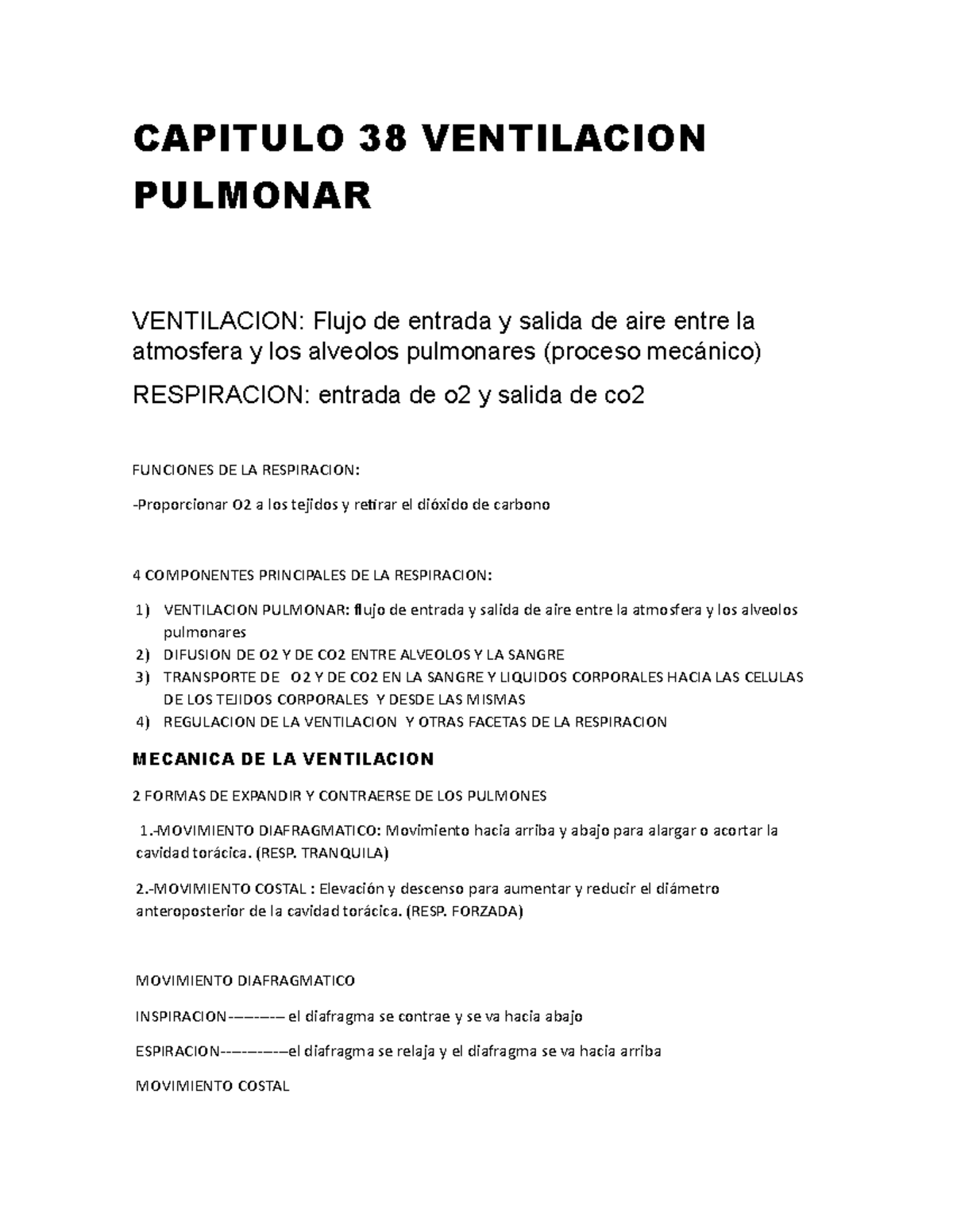 Capitulo 38 Ventilacion Pulmonar - Guyton e Hall - Fisiologia medica 13 ed. - CAPITULO 38 - Studocu