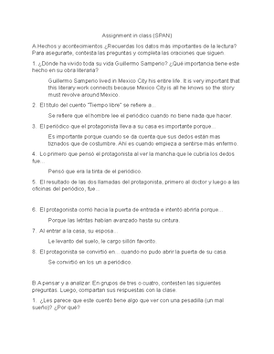 SPANish 1 - Homework - SPAN 1373 - TAMUK - Studocu