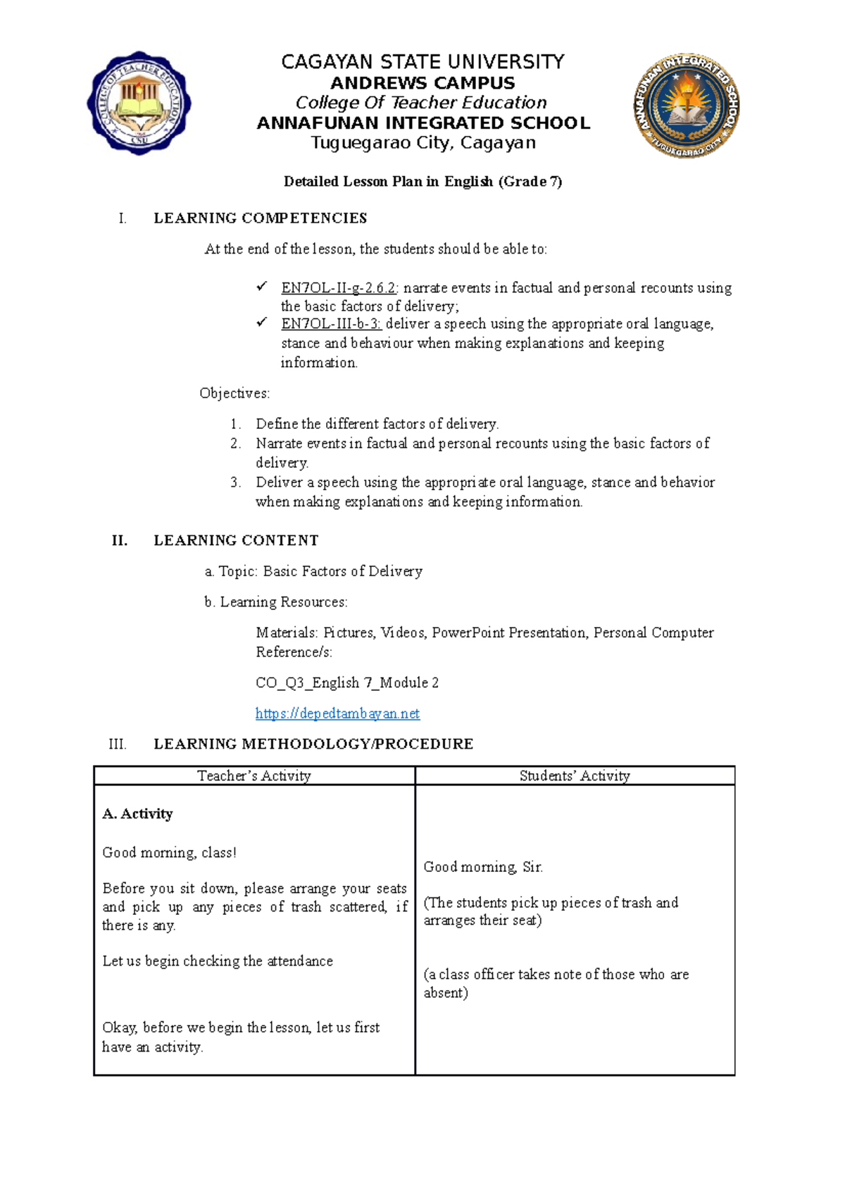 Week 2 - week 2 module 2 quarter 3 grade 7 - ANDREWS CAMPUS College Of ...